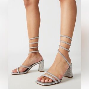 Steve Madden | Shoes | Steve Madden Silver Spiral Rhinestone Wrap Heels ...